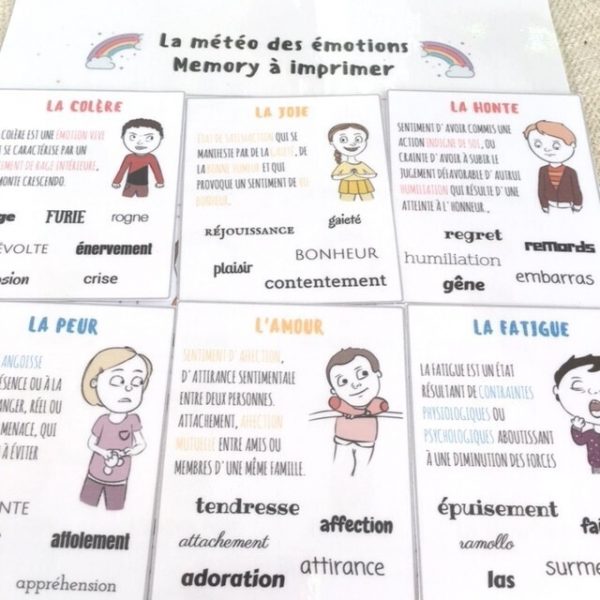 Météo des émotions : cartes et memory - Un jour un jeu