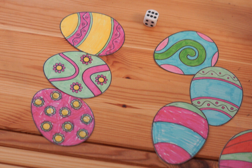 Jeu de dés et puzzle d’œufs de pâques - Un jour un jeu