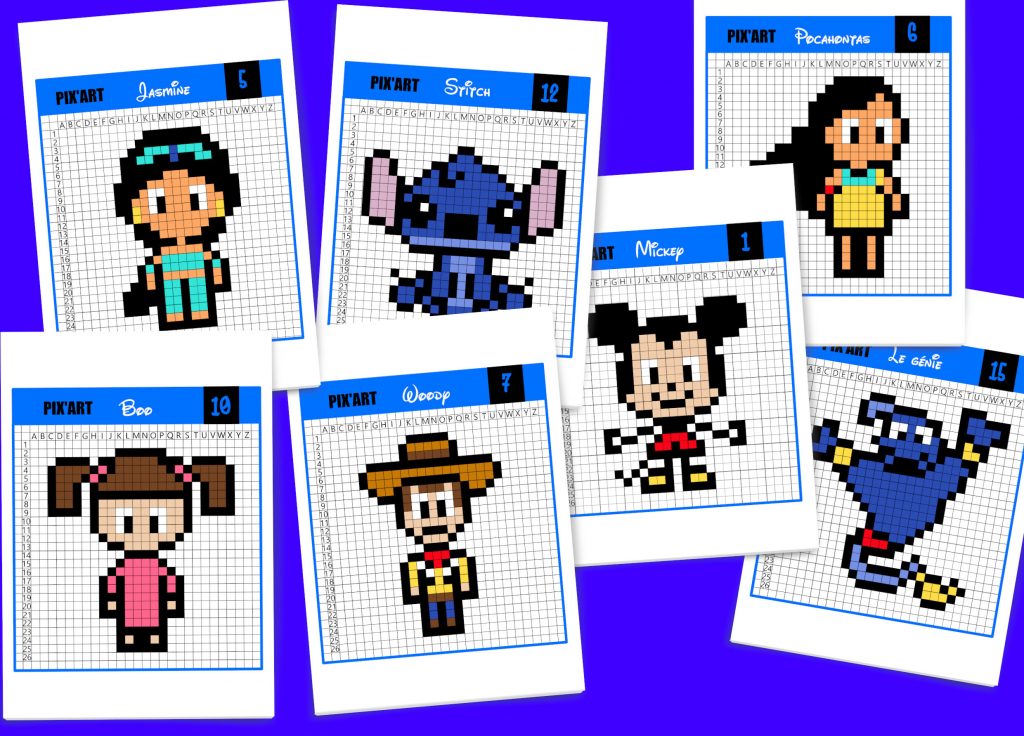20 modèles de Pixel Art Disney à télécharger gratuitement - Un jour un jeu