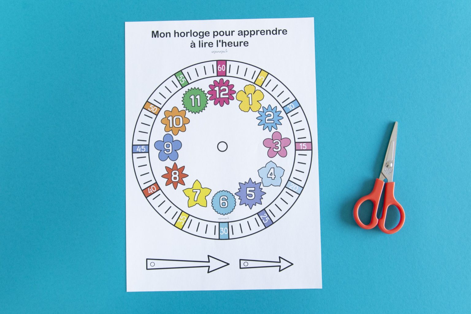 Apprendre à lire l'heure : mon horloge à imprimer - Un jour un jeu