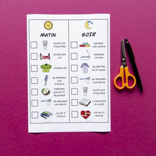 Ma petite routine du soir et du matin à imprimer - Un jour un jeu
