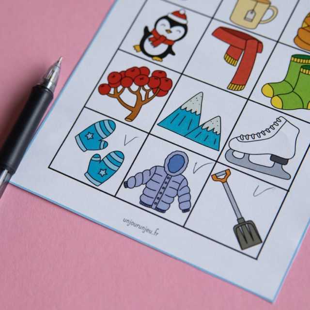 Jeu à partager : mon bingo de l'hiver - Un jour un jeu