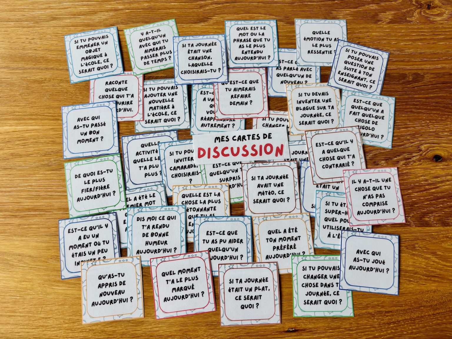 Les cartes de discussion après l’école - Un jour un jeu