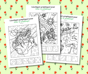 Coloriages graphiques pour fêter le printemps - Un jour un jeu